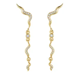 Nava Venus lange zirkon øreringe i forgyldt sølv