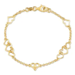 hjerte armbånd i forgyldt sølv med vedhæng i forgyldt sølv