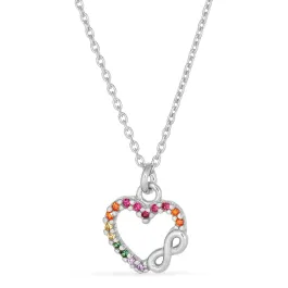 hjerte multifarvet halskæde i sølv