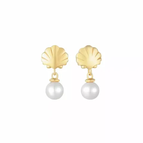 Støvring Design musling perle ørestikker i forgyldt sølv