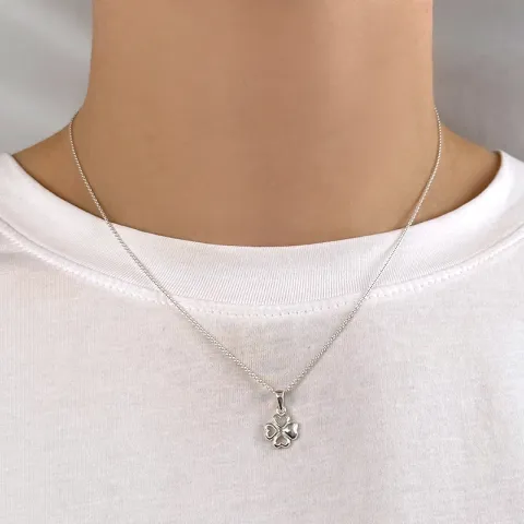 firkløver vedhæng i sølv