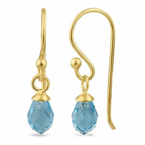 Kollektionsprøve blå topas glas ørehænger i forgyldt sølv - Loom Stones